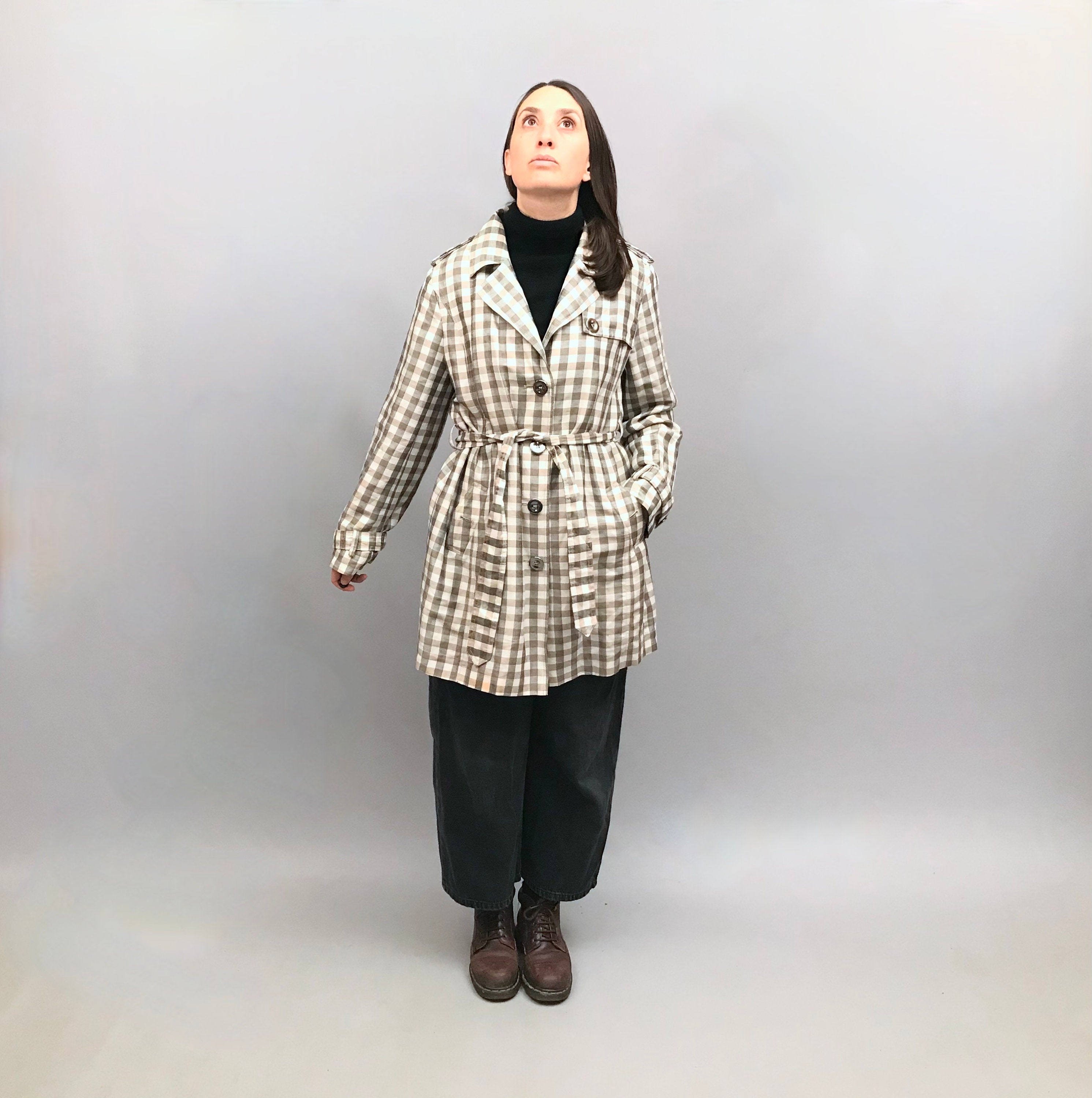 1990s Jaeger Check Linen Trench Coat / Light Jacket - Etsy