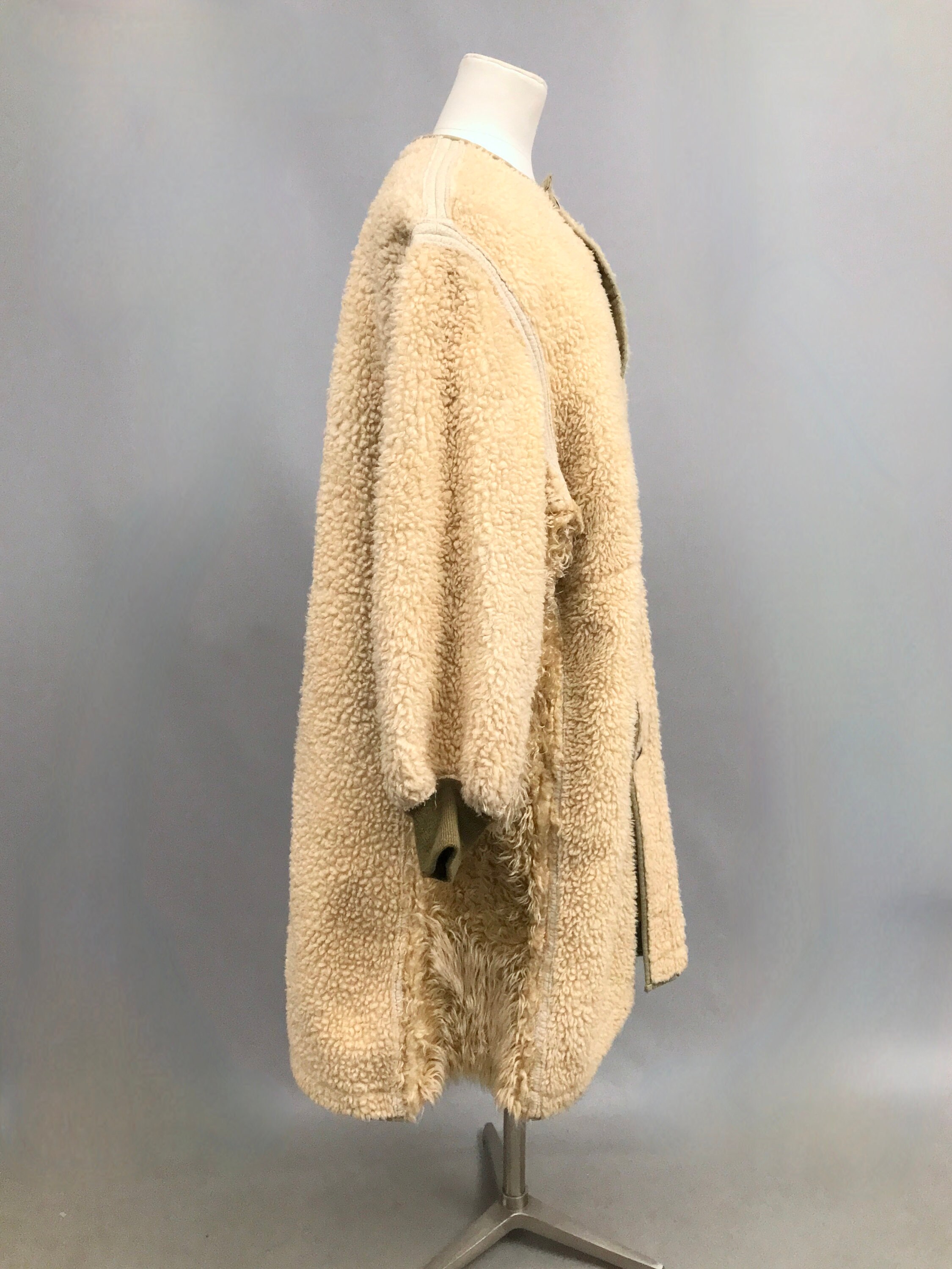 Cream Colour Faux Sheepskin Shearling Coat / Coat Liner / Fleece Coat ...