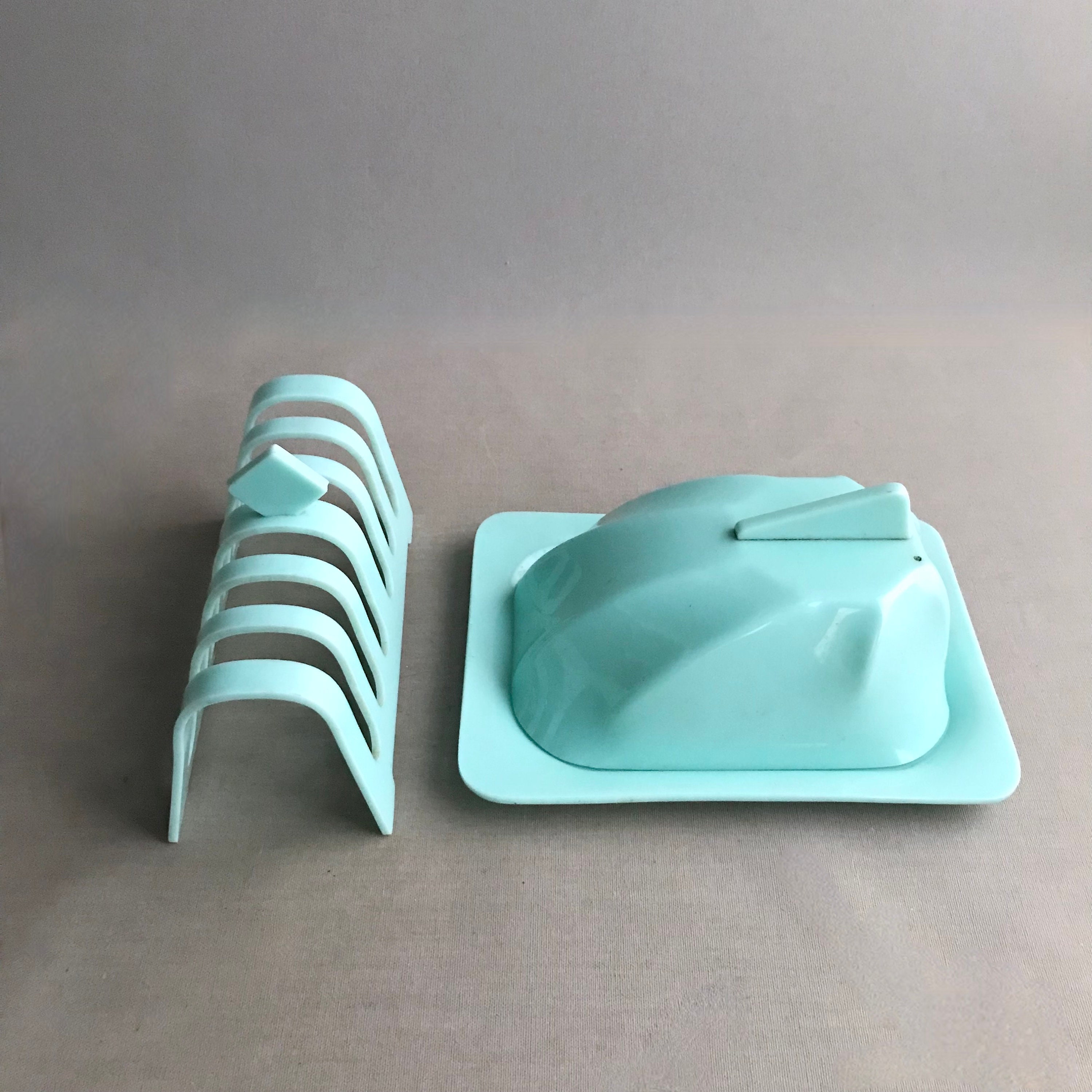 1950s Early Plastic Duck Egg Blue Toast Rack and Butter Dish Made by ...