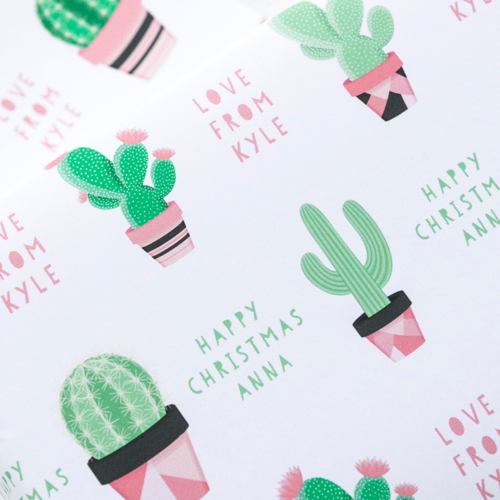 Personalised Cactus Christmas Wrapping Paper Personalised | Etsy