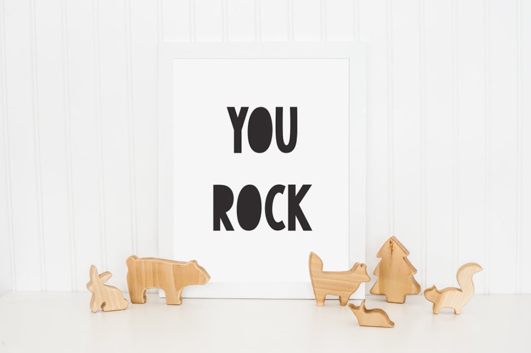 You Rock Print, Childrens Wall Art, Nursery Wall Art, Black and White ...