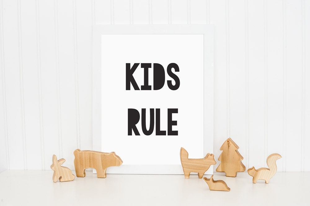 Kids Rule Print Kids Print Printable Art Wall Decor | Etsy