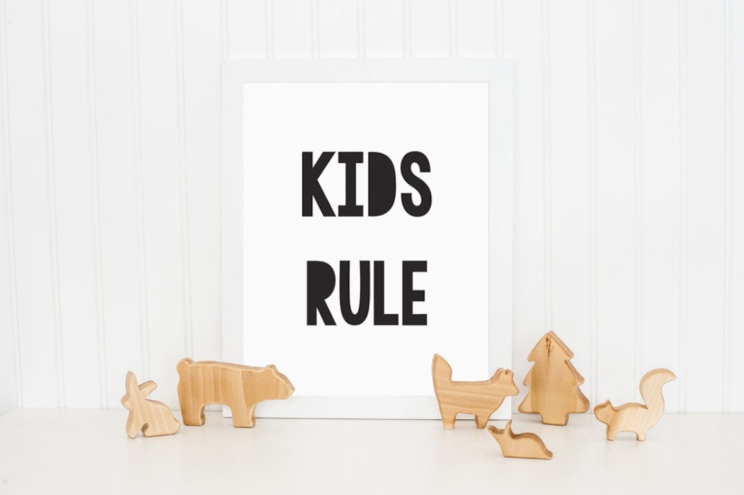 Kids Rule Print Kids Bedroom Print Monochrome Print Kids - Etsy