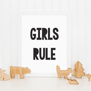 Girls Rule Print, Kids Print, Kids Bedroom Print, Childrens Wall Art ...
