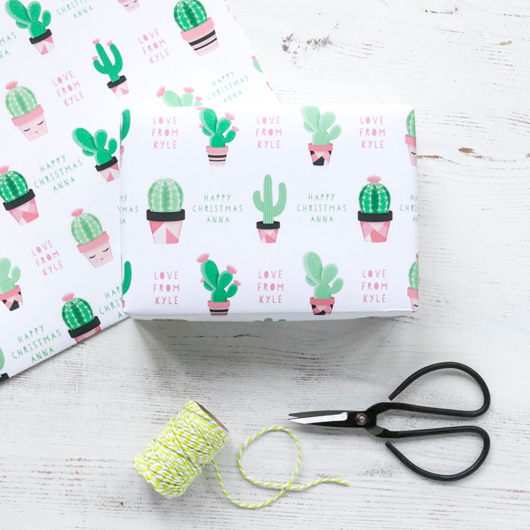 Personalised Cactus Christmas Wrapping Paper Personalised Christmas ...
