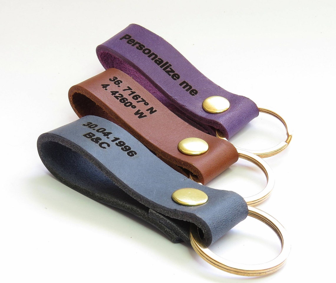 Personalized Leather Keychain Custom Leather Keychain - Etsy