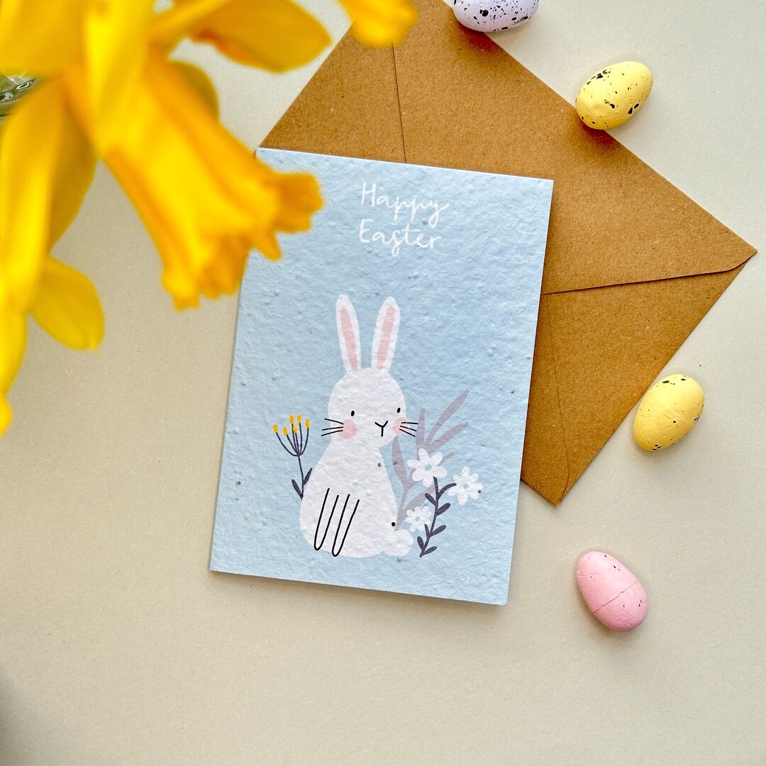 Plantable Easter Card, Bunny Easter Card, Eco Easter Card, Wildflower ...