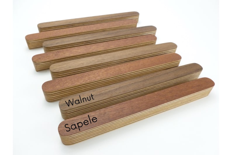 Modern Wardrobe Handles, Custom Wood Cabinet Handles – Walnut or Sapele ...