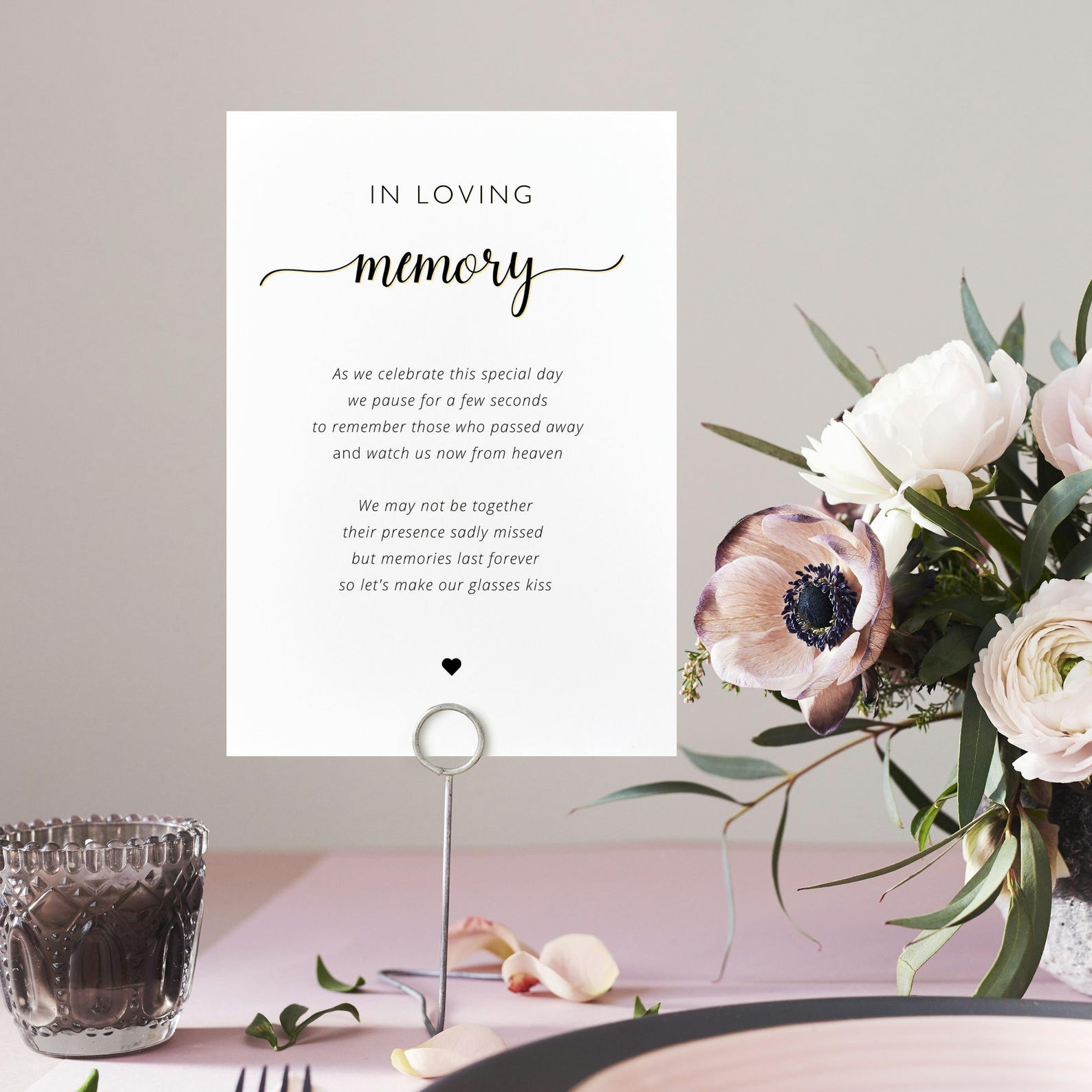 Printable Wedding Memorial Poem, in Loving Memory Poem, Wedding Memory ...