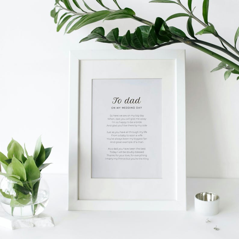 Printable Father of the Bride Poem, Personalised Wedding Gift for Dad ...
