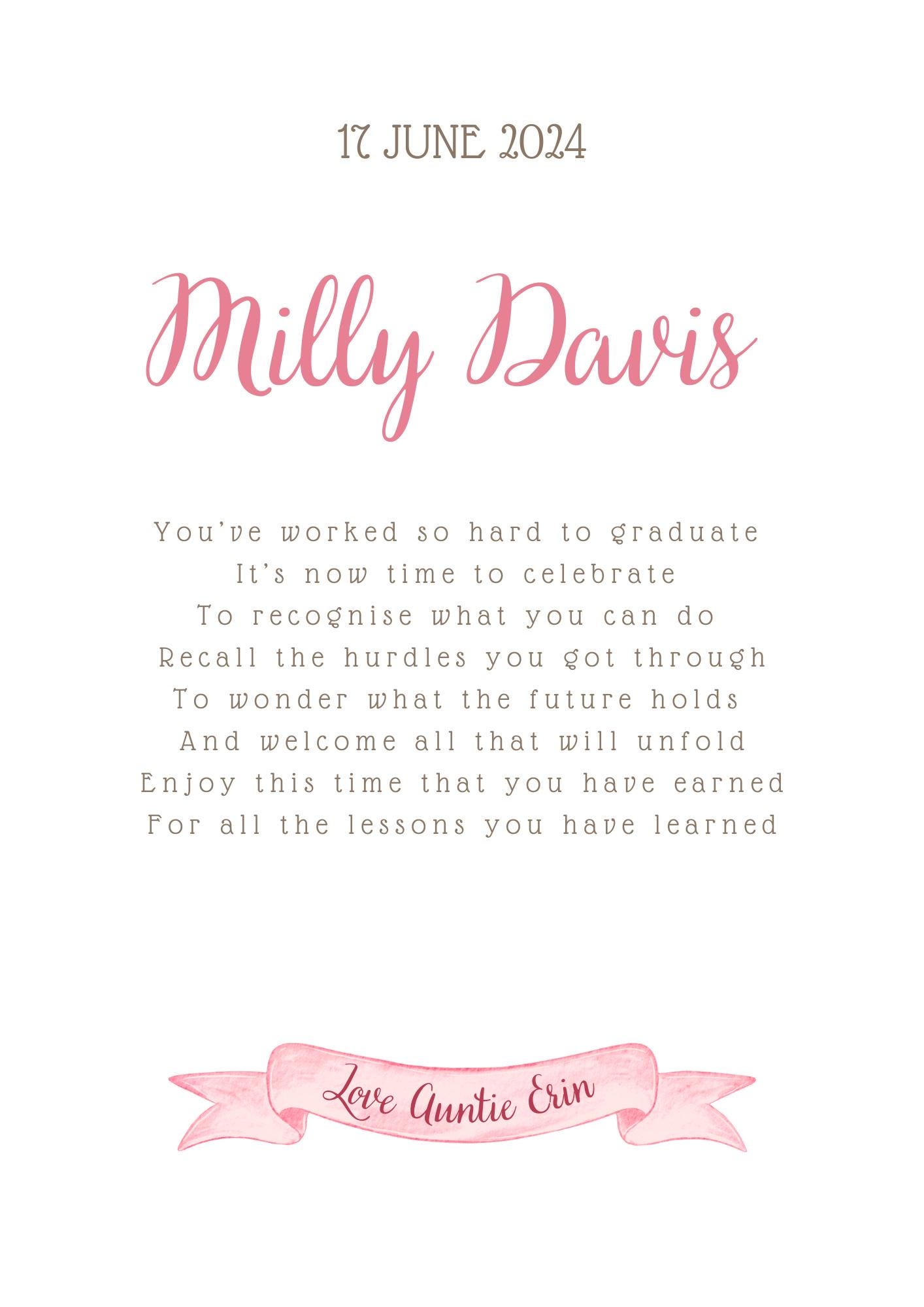 Personalised Graduation Poem, Printable University/school/college ...
