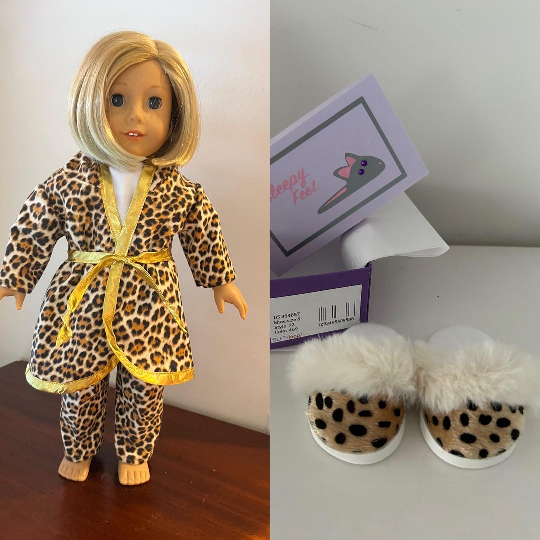 Leopard Print Flannel Robe and Pajama Set With Matching Slippers Made ...