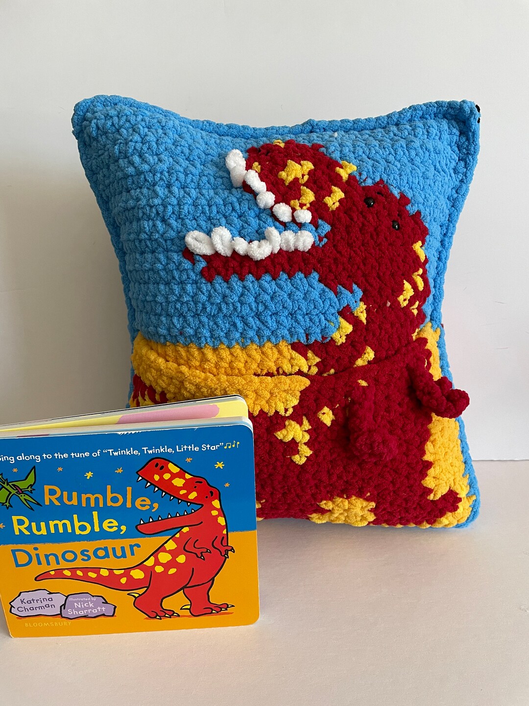 Rumble Rumble Dinosaur Pillow and Book - Etsy
