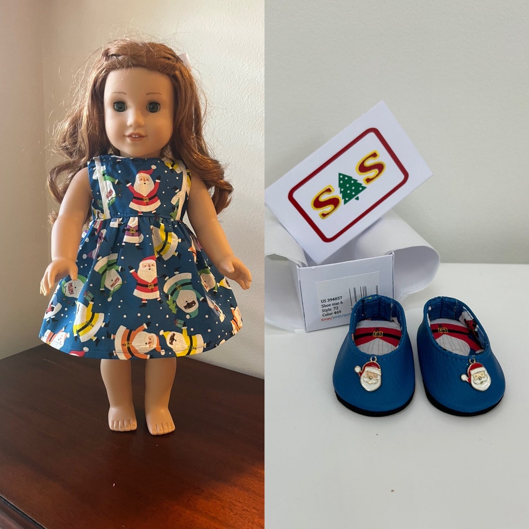 Our Christmas in July Collection Blue Dress With Colorful Santas and ...