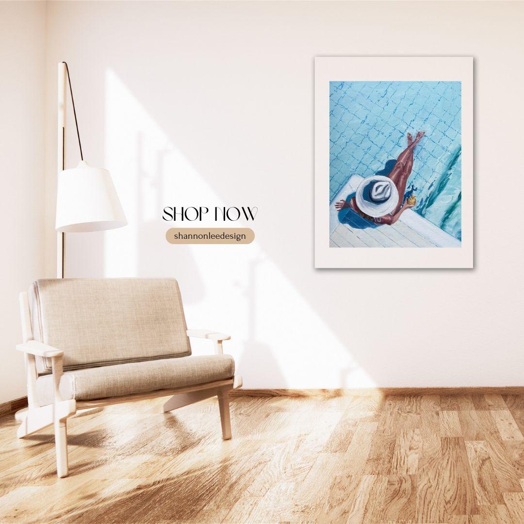 Pool House Art Print, Coastal Art, Summer, Summer Print, Modern Coastal ...
