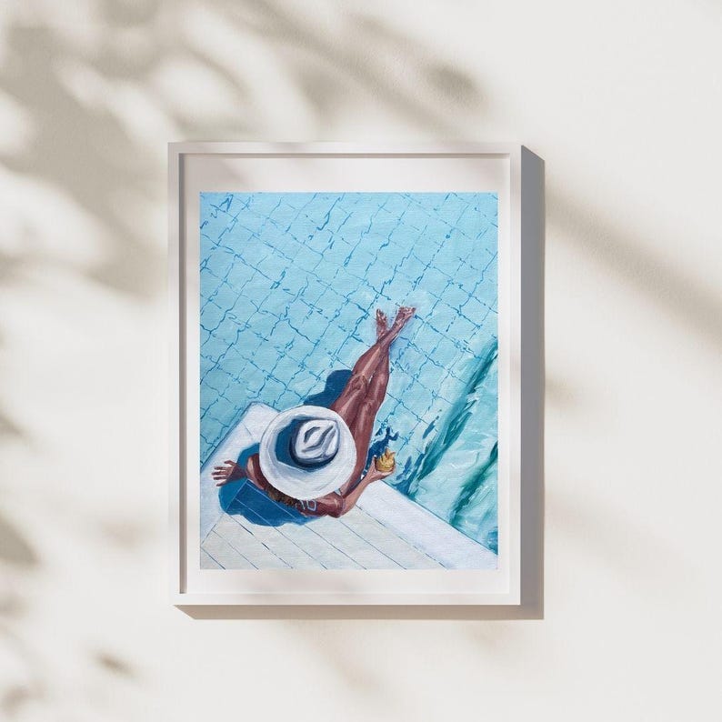Pool House Art Print, Coastal Art, Summer, Summer Print, Modern Coastal ...