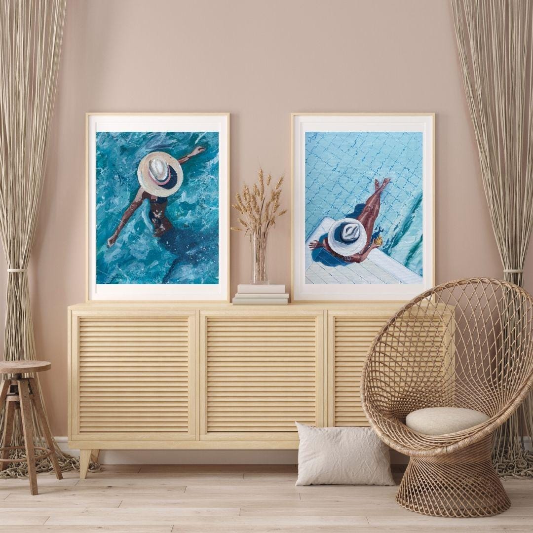 Pool House Art Print, Coastal Art, Summer, Summer Print, Modern Coastal ...
