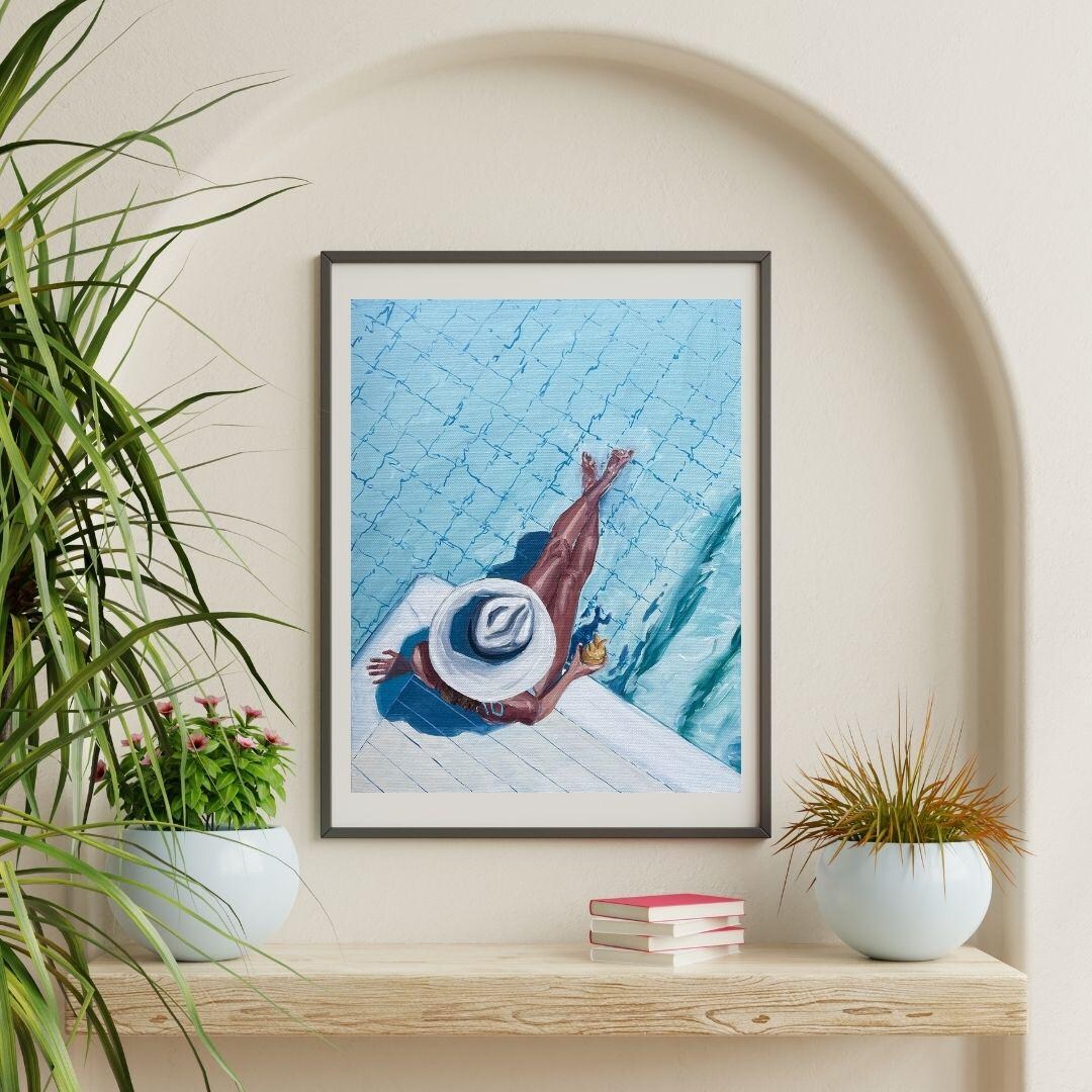 Pool House Art Print, Coastal Art, Summer, Summer Print, Modern Coastal ...