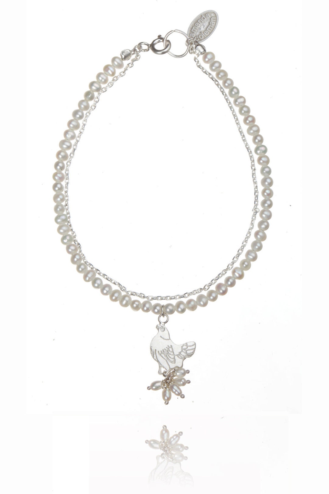Chicken Bracelet in Solid Silver With Pearls - Etsy