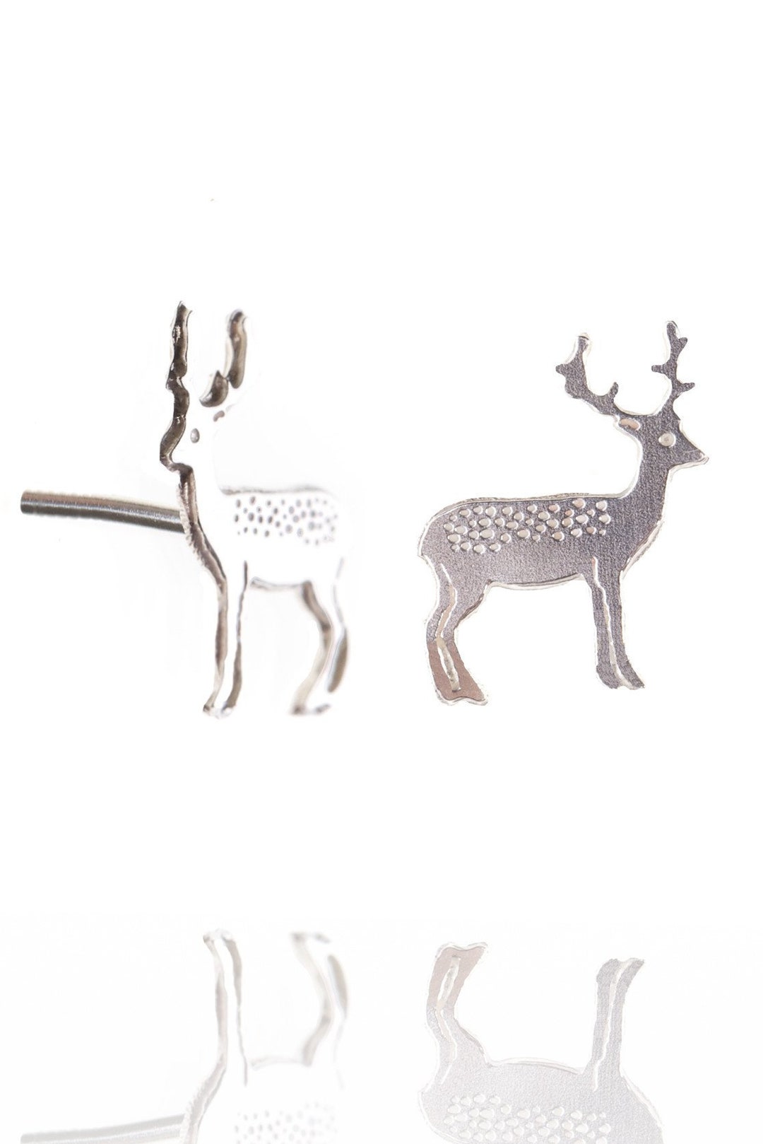 Stag Earrings in Solid Sterling Silver or Gold Plate - Etsy