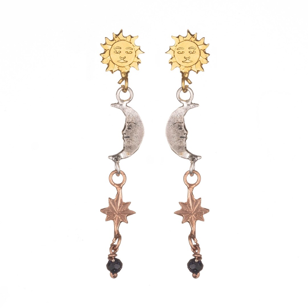 Sun Moon Stars Earrings - Celestial Jewelry - Etsy