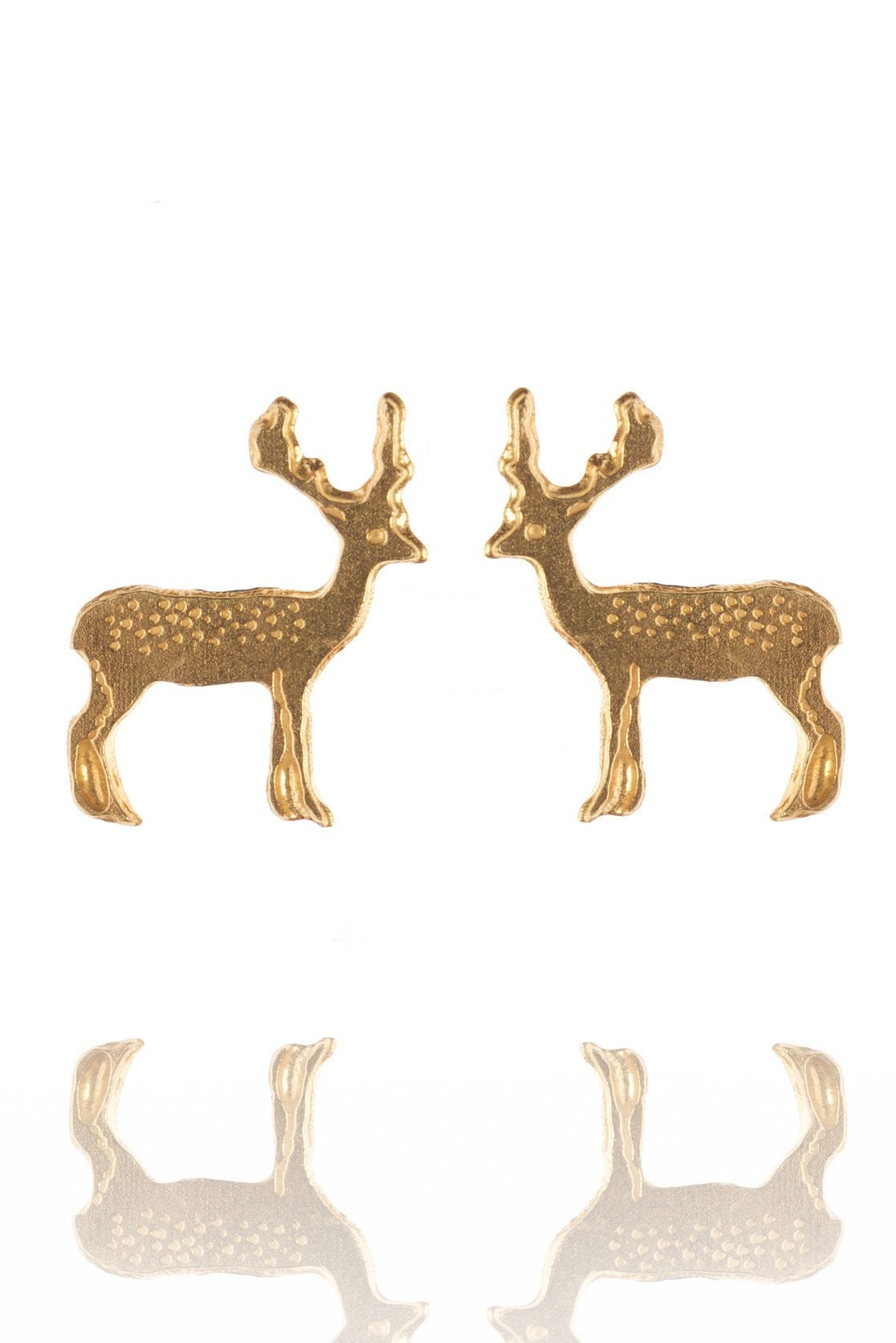 Stag Earrings in Solid Sterling Silver or Gold Plate - Etsy UK