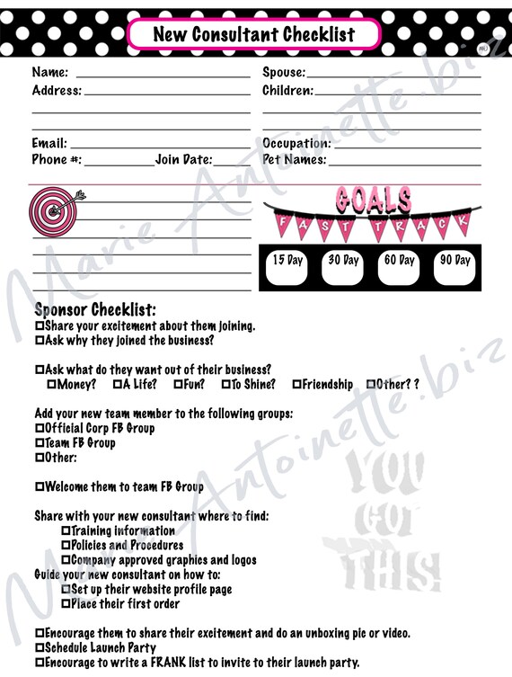 New Consultant Checklist Black and White Polka Dotted Pink | Etsy