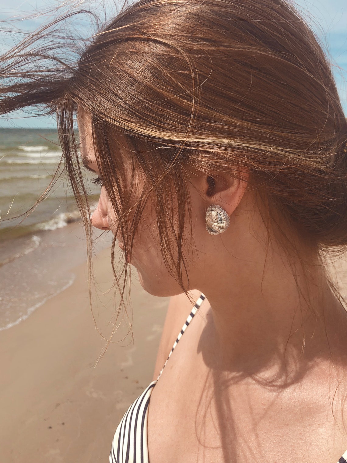 Small Natural Seashell Earrings - Etsy