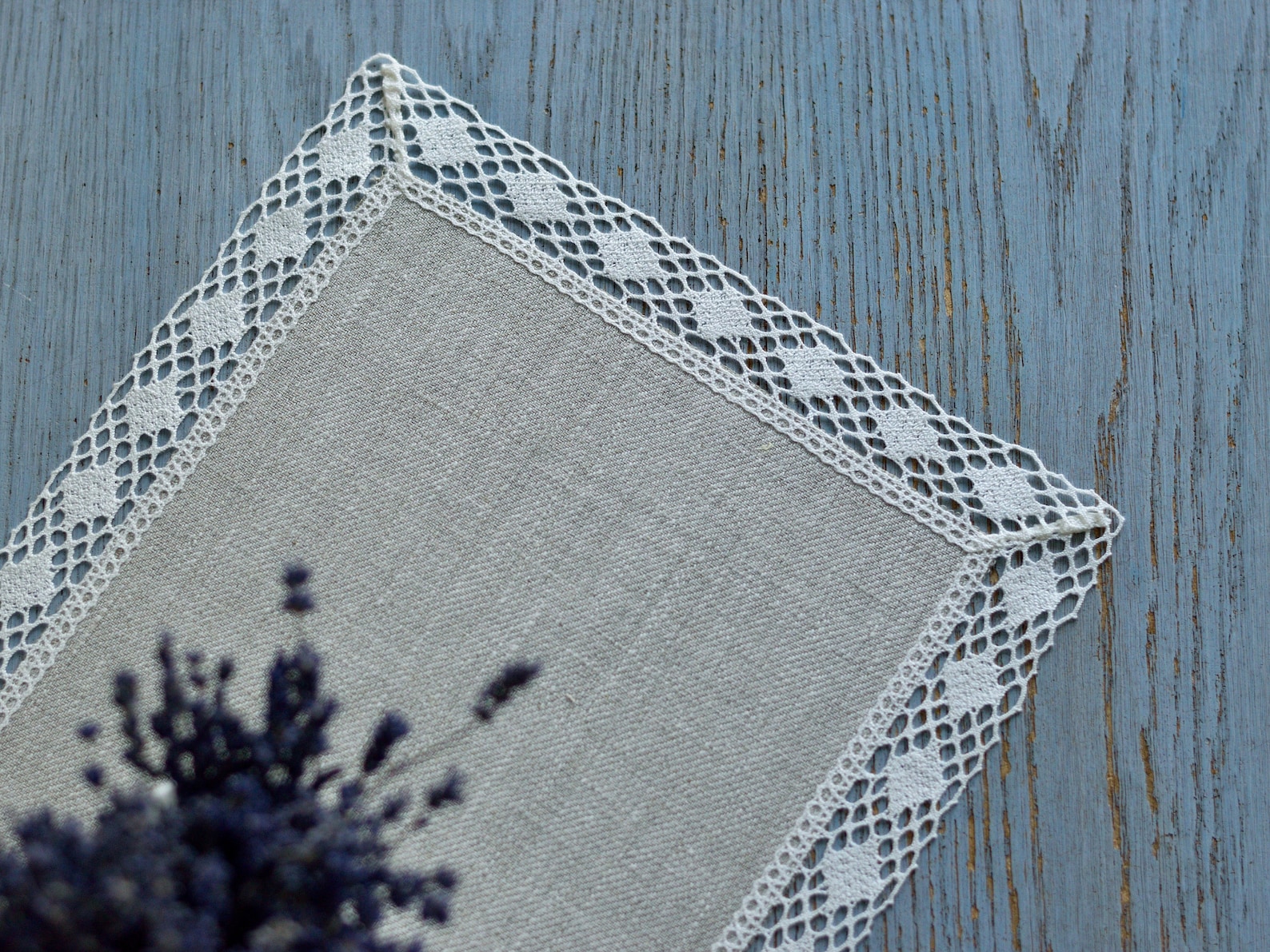 Extra Long Beige Linen Table Runner With Lace Border Rectangle - Etsy