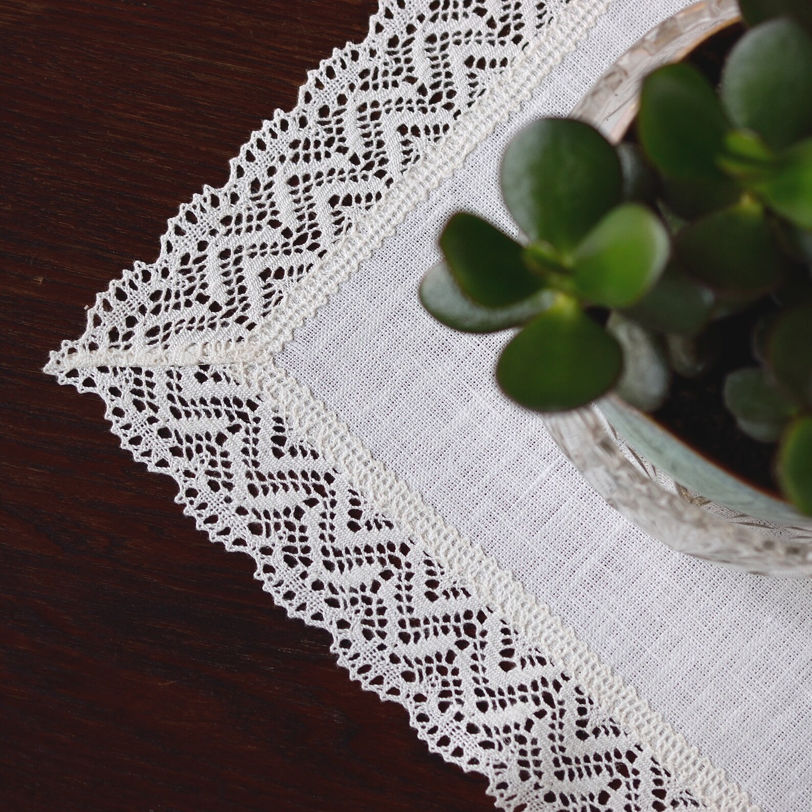 Off White Linen Doily Square Placemat Dining Table Mat With Lace Edge ...