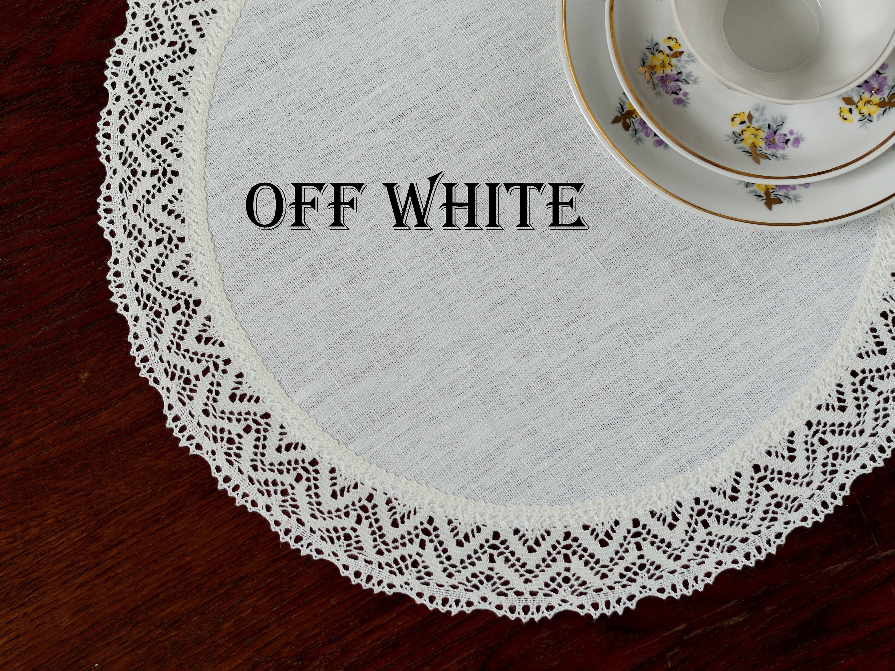 Small Round Linen Lace Tablecloth Eco Friendly Living Room Decor off ...