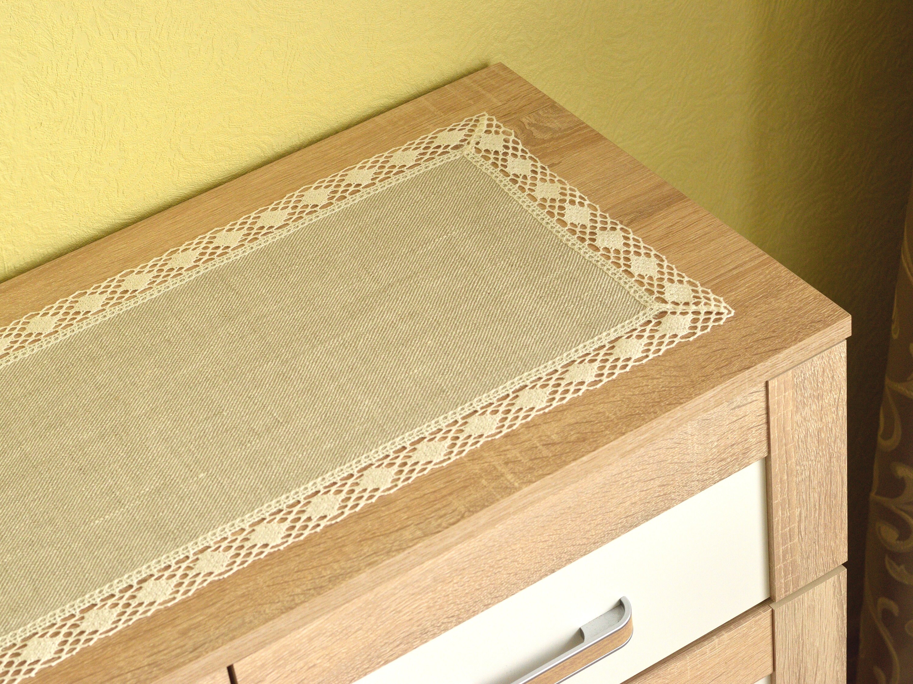 Extra Long Beige Linen Table Runner With Lace Border Rectangle - Etsy