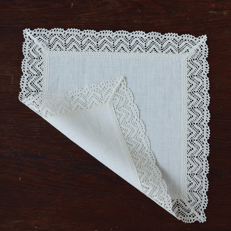 Off White Linen Doily Square Placemat Dining Table Mat With Lace Edge ...