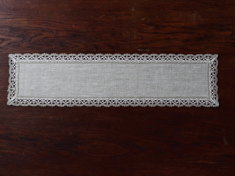 Oval or Rectangle Linen Dresser Scarf With Lace Table Runner Modern ...