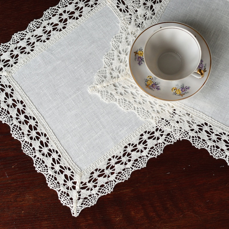 White Doily Square Linen - Etsy