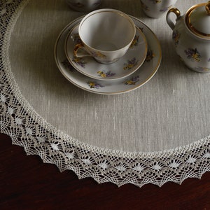 Small Round Linen Tablecloth Lace Doily Sustainable Table Topper ...