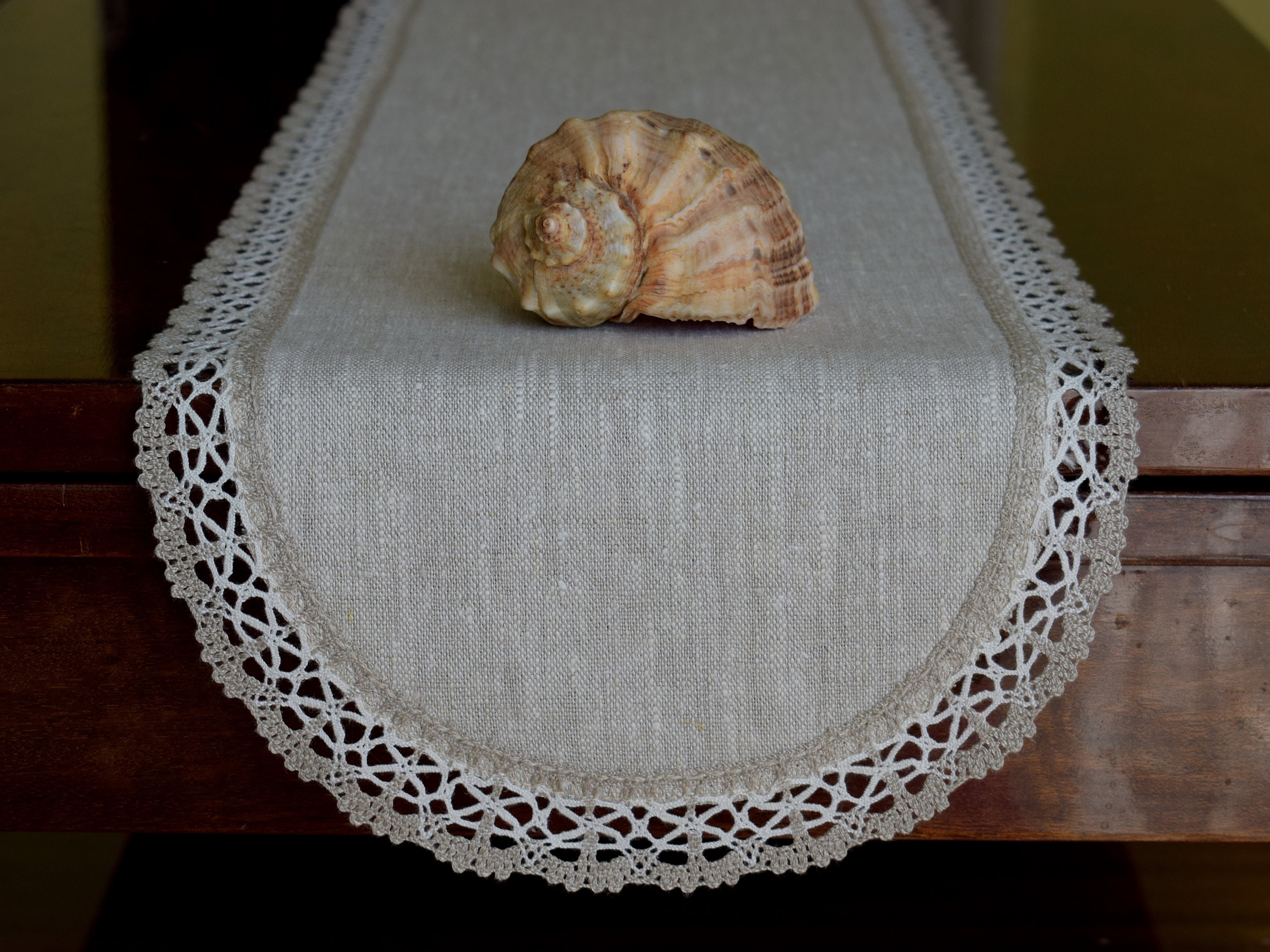 36 X 10 Beige Lace Table Decor Narrow Oval Dresser Scarf - Etsy