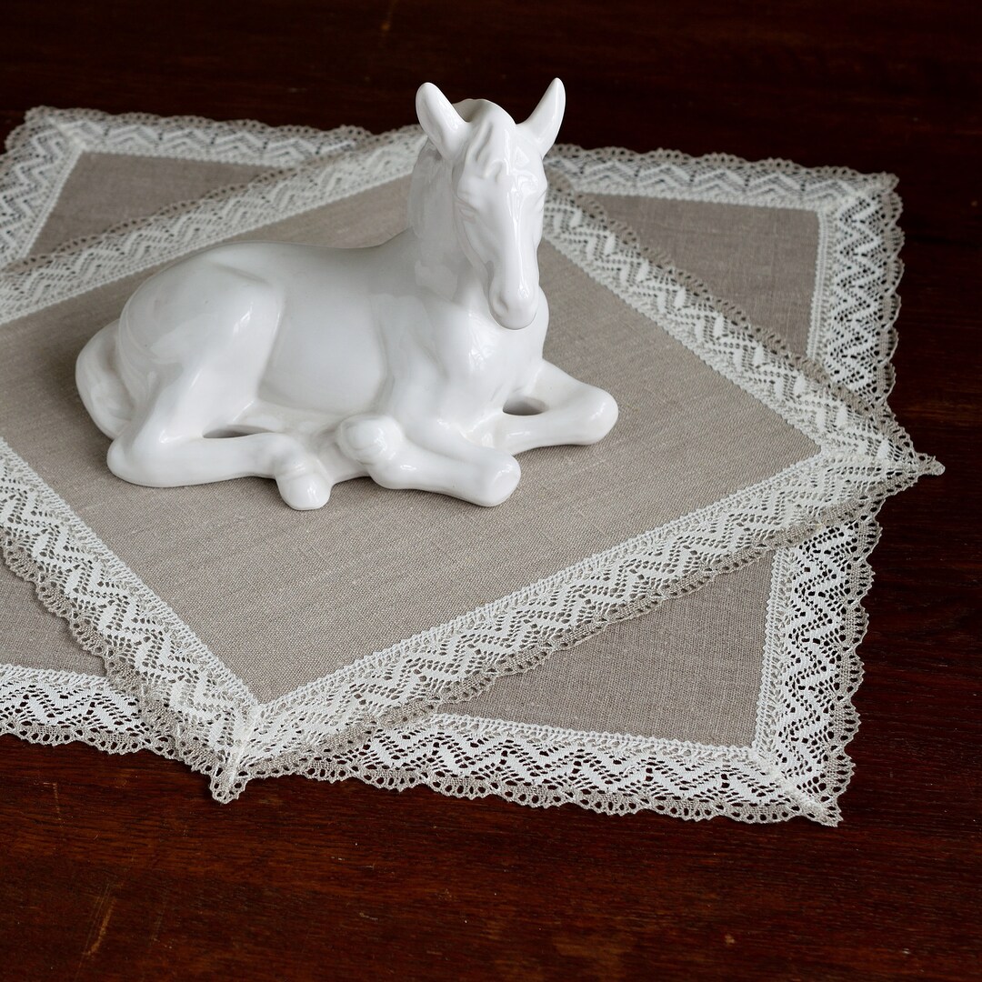 Small or Large Square Placemat Natural Linen Doily for Entry Table ...