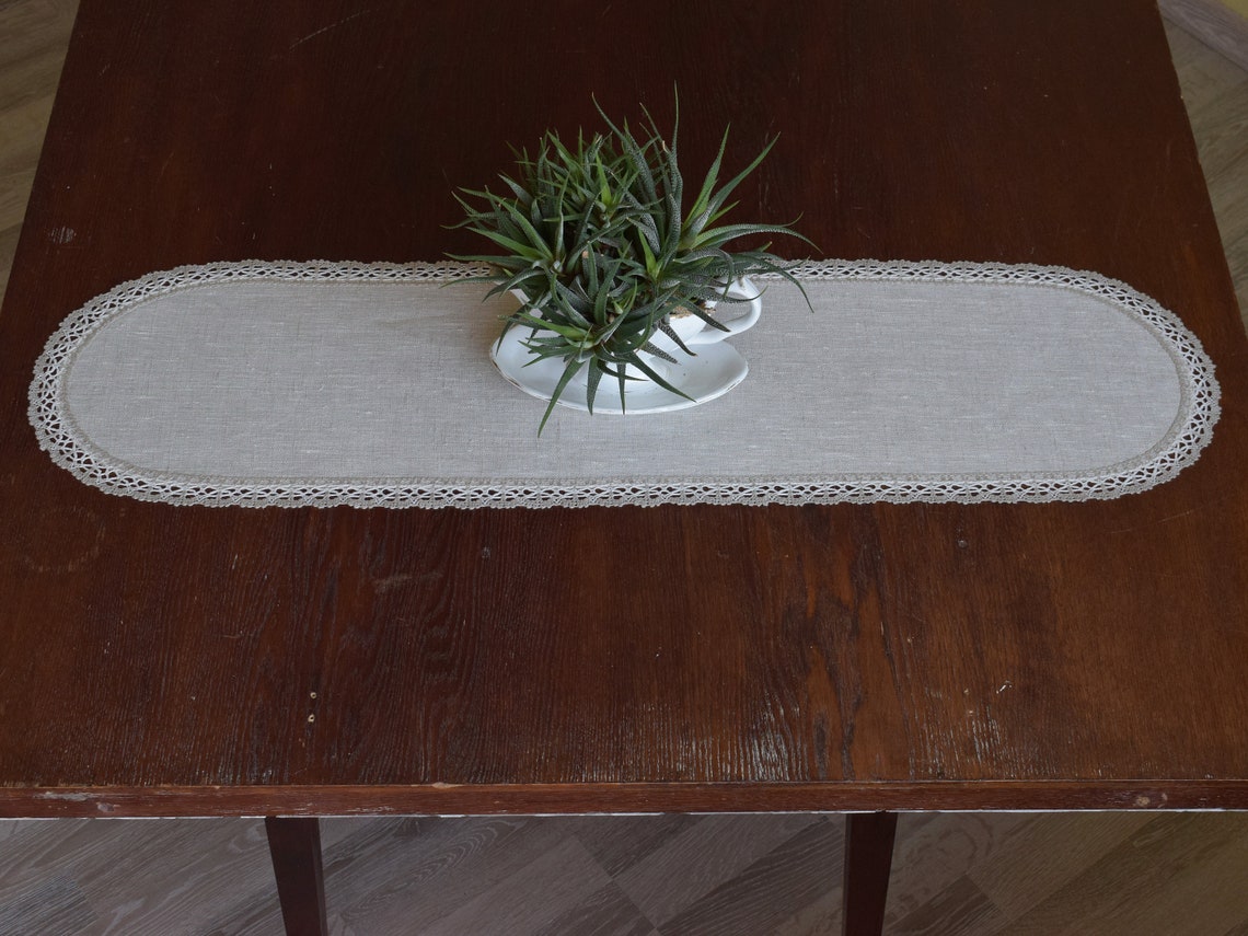 36 X 10 Beige Lace Table Decor Narrow Oval Dresser Scarf - Etsy