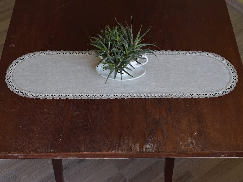 36 X 10 Beige Lace Table Decor Narrow Oval Dresser Scarf - Etsy