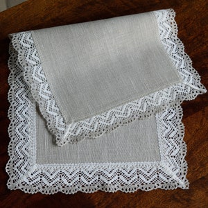 Natural Linen Dresser Scarf With off White Lace Edge Rectangular Doily ...