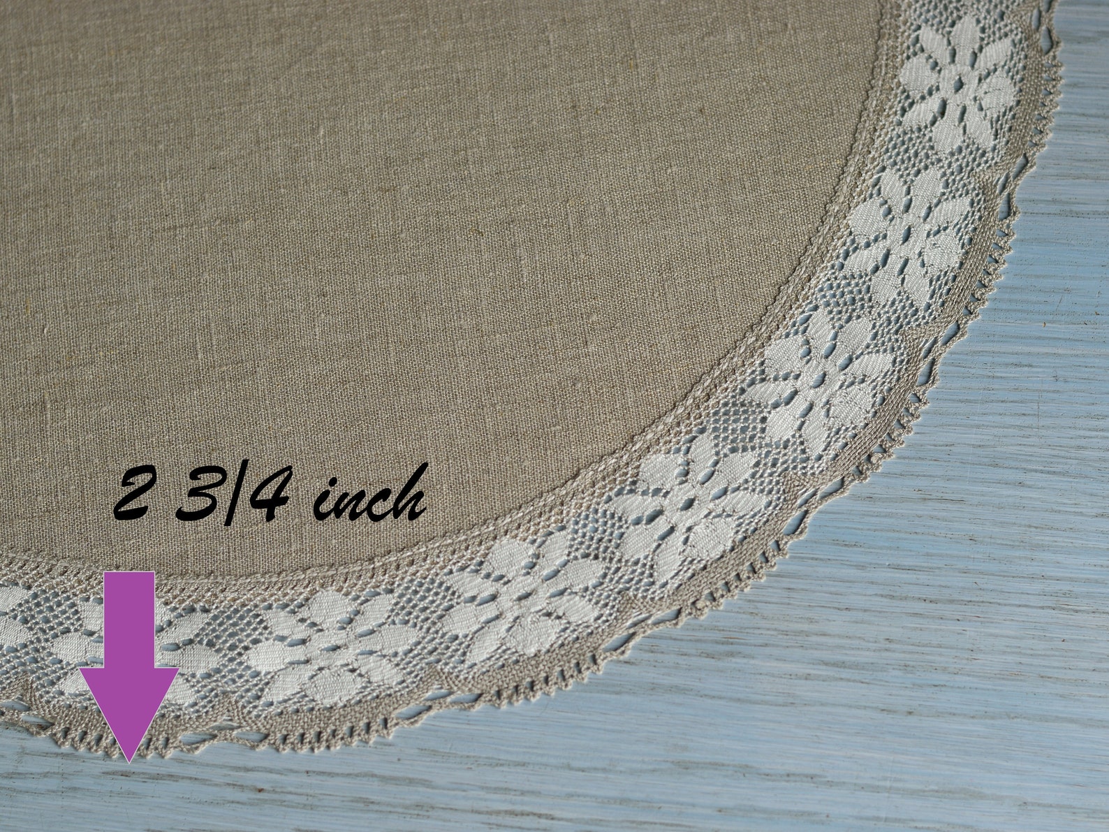 28 Inch Round Linen Table Topper With Lace Edge Small Round - Etsy