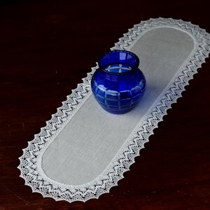 Narrow Table Runner Linen Lace Doily for Console Tablecloth Oval ...