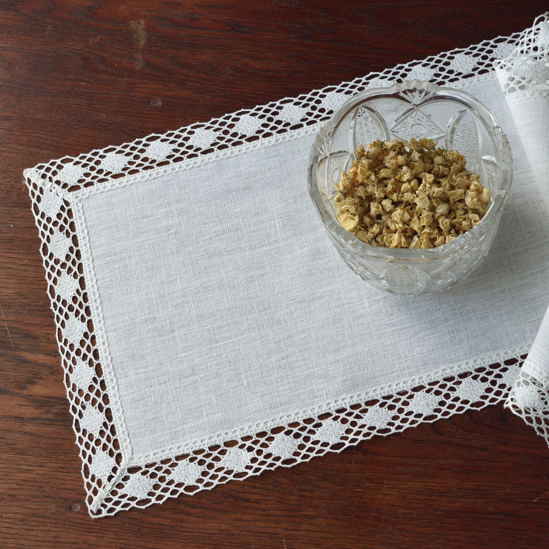 Lace Dresser Scarf for Bedroom off White Linen Table Runner Long ...