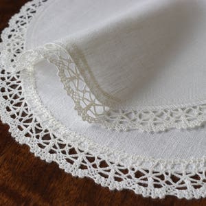 Oval Linen Lace Doily Small Table Runner off White Dresser Scarf Modern ...