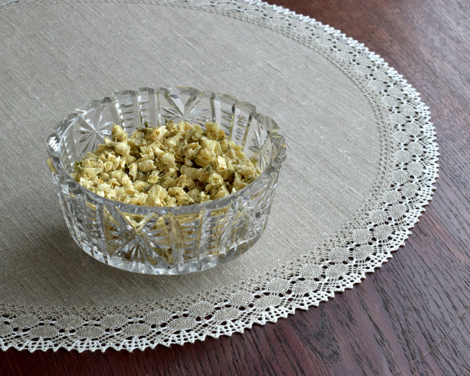 Small Round Table Cloth Large Linen Doily Placemat With Lace - Etsy