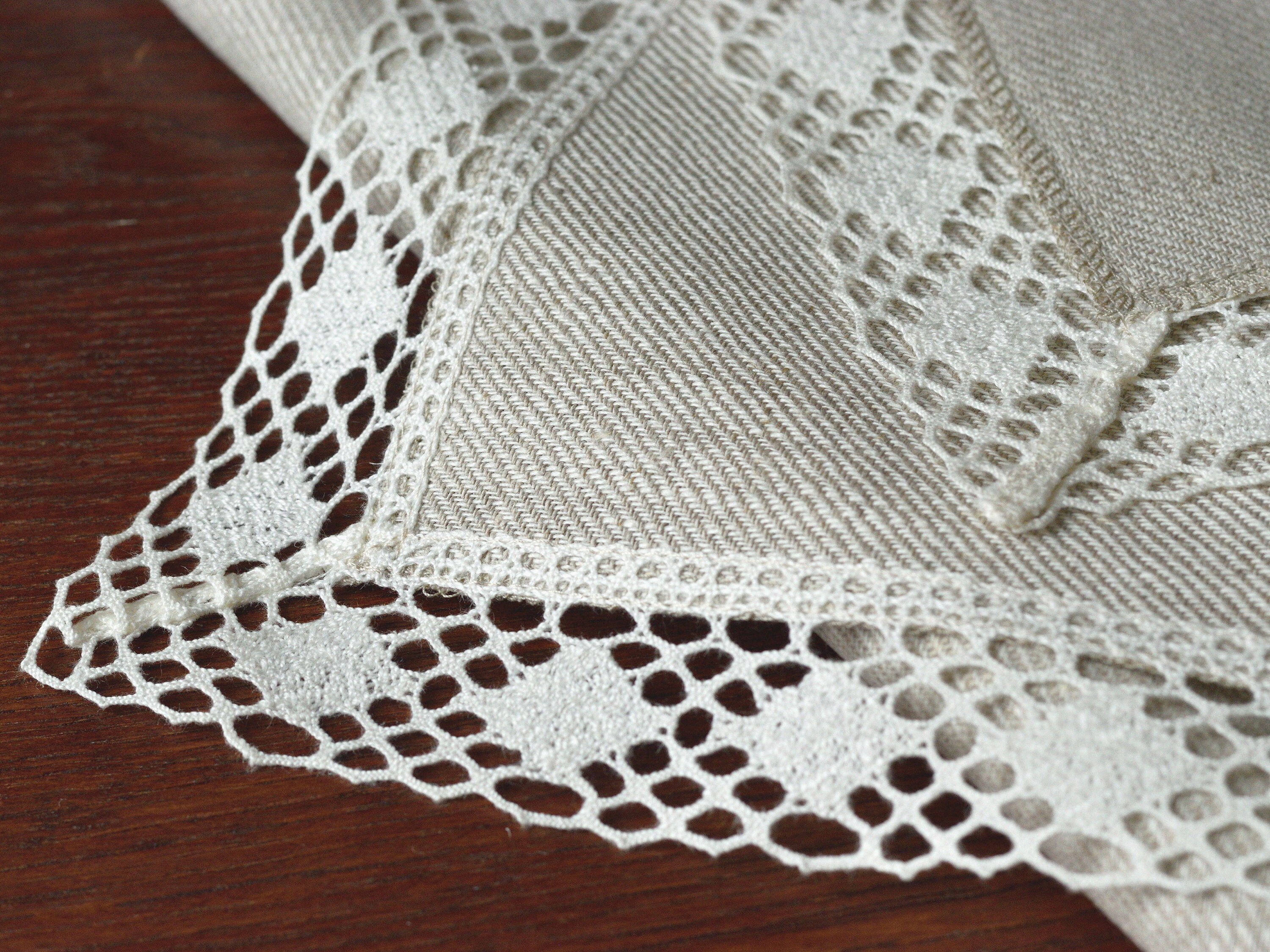 Extra Long Beige Linen Table Runner With Lace Border Rectangle - Etsy