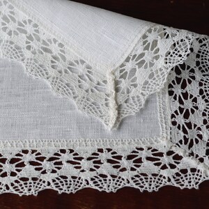 Off White Linen Lace Dresser Scarf Narrow Rectangle Doily Table Runner ...