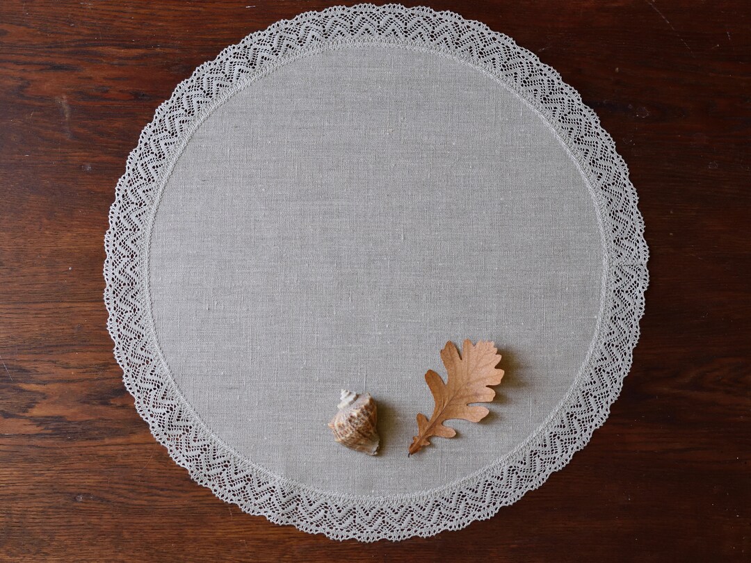 Small Round Linen Lace Tablecloth Eco Friendly Living Room Decor off ...