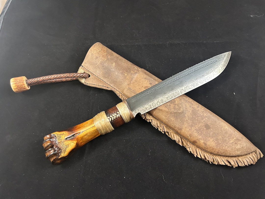 Bone Handled Viking Leuku Knife With Custom Leather Scabbard Sheath. - Etsy